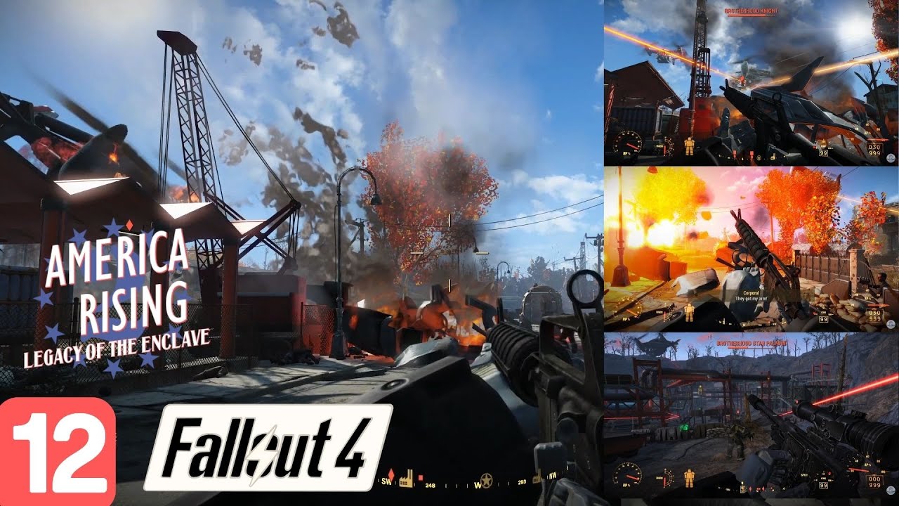 FALLOUT 4 DLC AMERICA RISING 2 Pt. 12 BIGGEST BATTLE between Enclave ...