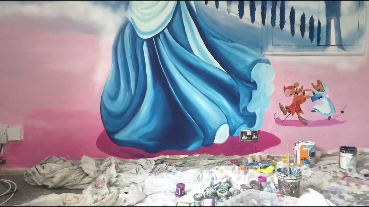 Cinderella mural time-lapse by Drews Wonder Walls - YouTube