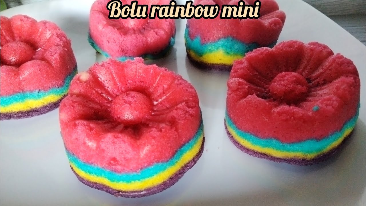 RAINBOW CAKE MINI !!!! resep bolu rainbow mini takaran sendok !! - YouTube