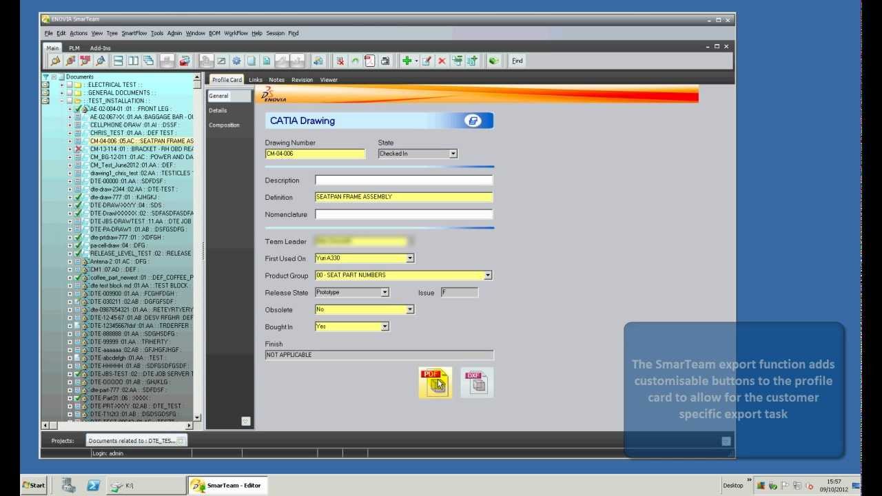 DTE SmarTeam Export Function - YouTube