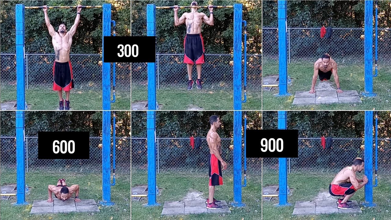 300 Pull-ups, 600 Pushups, 900 Squats Full R.o.m. Reps 94mins Clean ...