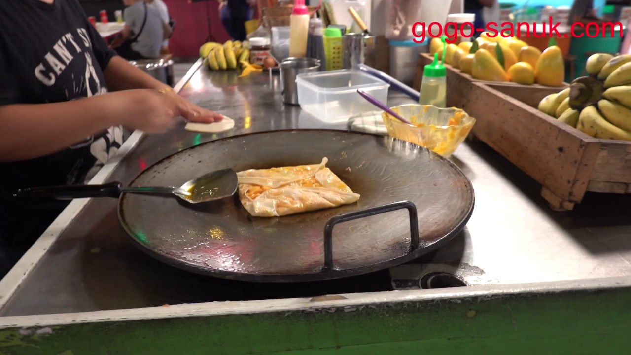 Roti（Thai sweet pancake）-February 2020 in Pattaya - YouTube