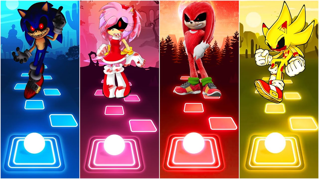 Sonic EXE - Amy EXE - Knuckles EXE - Super Sonic EXE - Tiles Hop - YouTube