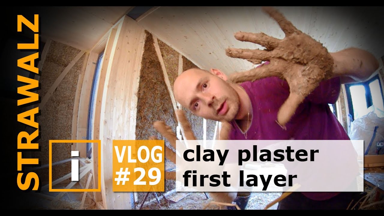 strawalz #29 straw clay plaster first layer -EN Subtitel - YouTube