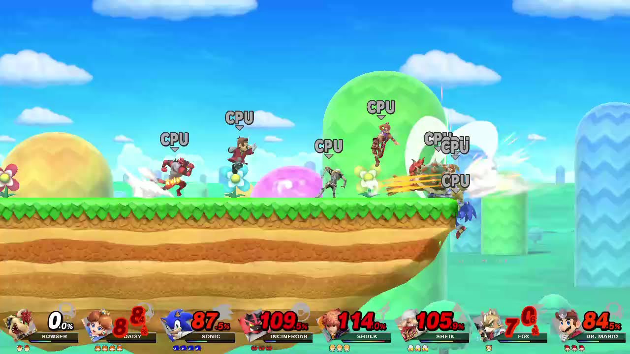 Super Smash Bros Ultimate 8 Player CPU Battle on Golden Plains Omega ...