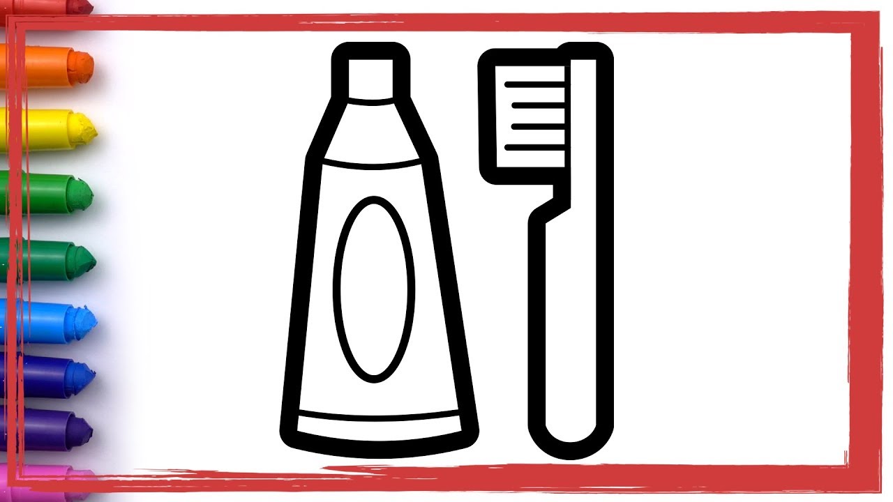 TOOTH BRUSH AND PASTE Drawing and Coloring pages for kids Learn colors ...