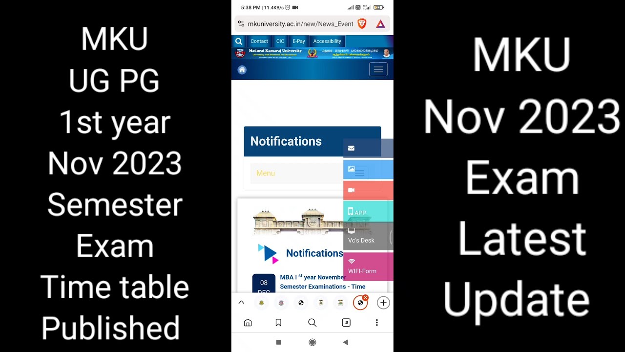MKU Nov 2023 1st year Semester exam Time table Published Breaking News ...