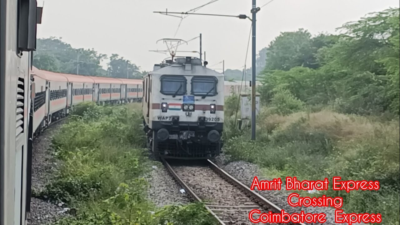 Amrit Bharat Express Crossing Coimbatore Express || Indian Railways ...