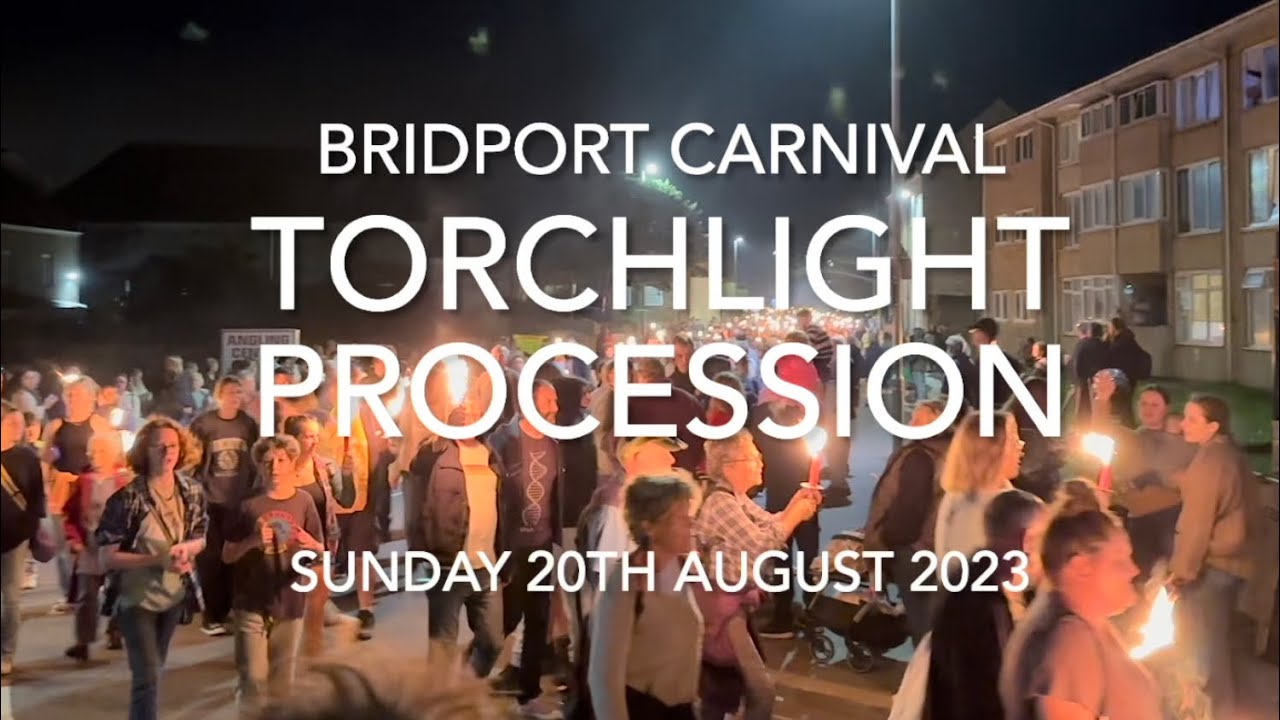 Bridport Carnival Torchlight Procession to West Bay - YouTube