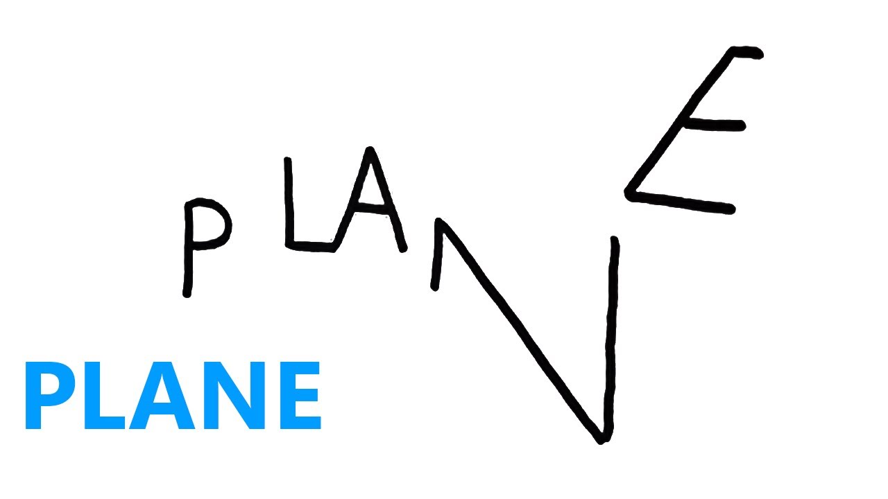 How to draw an airplane with word PLANE| drawing lesson for kids and ...