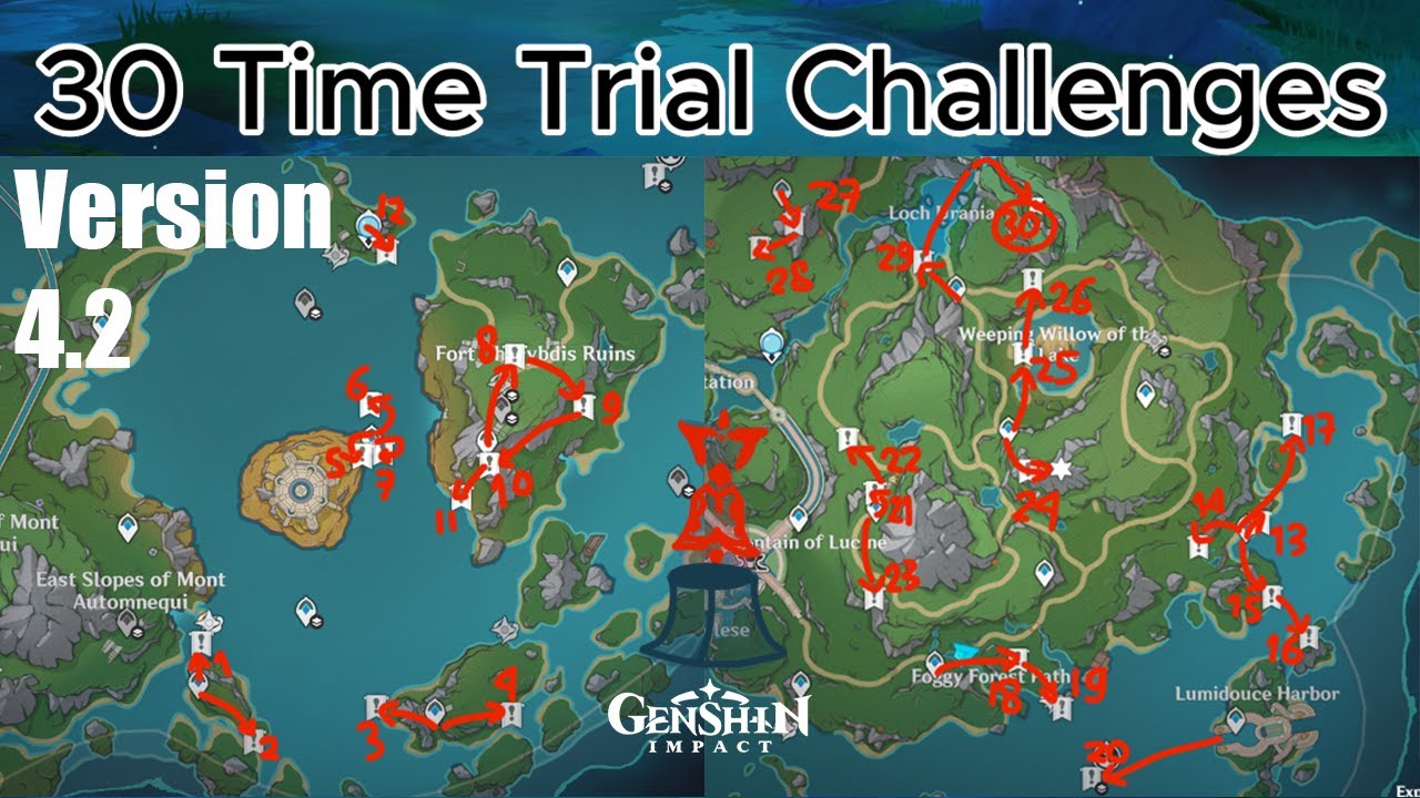 30 Time Trial Challenges [Genshin Impact] Fontaine 4.2 Exploration ...