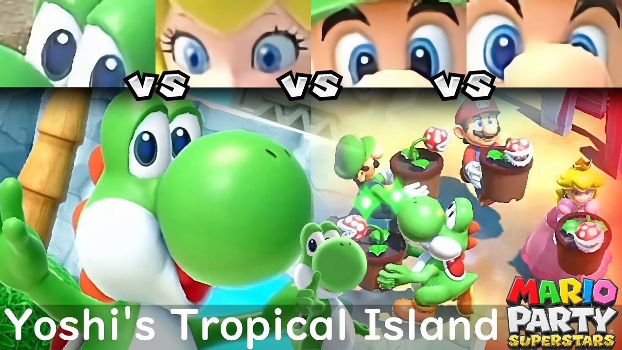 Mario Party Superstars Yoshi vs Peach vs Luigi vs Mario in Yoshi's ...