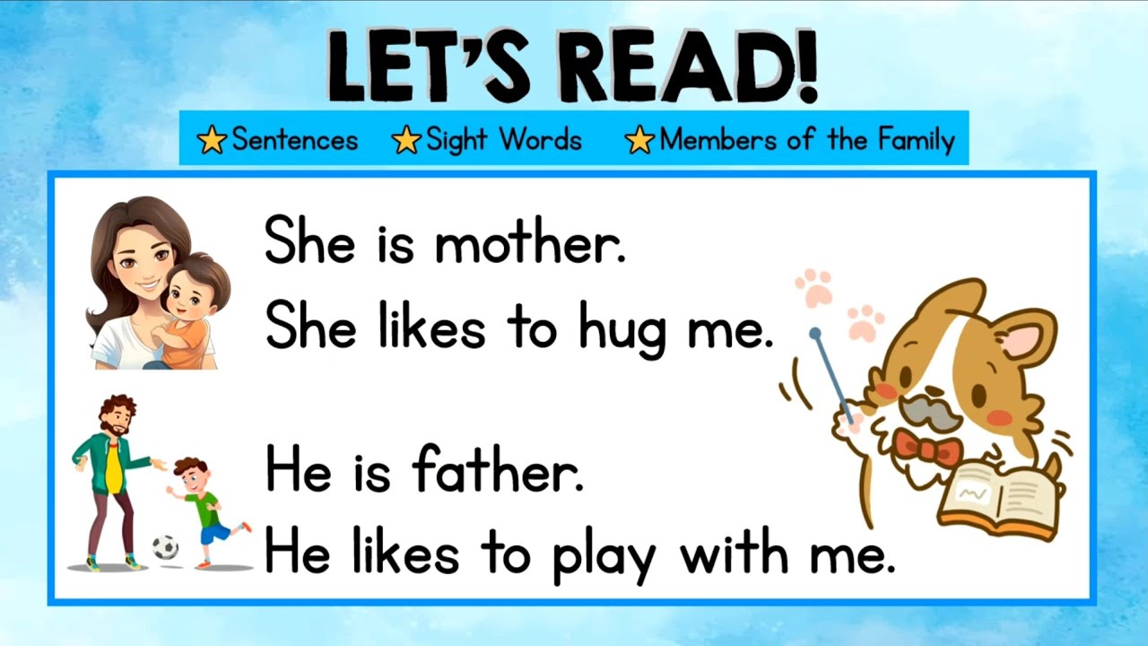 Reading for Grade 1 | Sight Words | Members of the Family | Pronouns ...