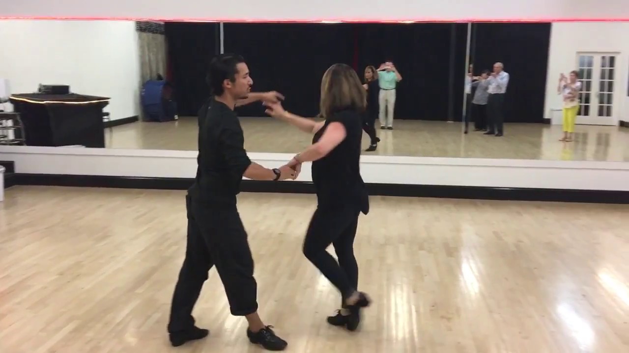 Beginner salsa -cross body lead, right side pass, hammerlock - YouTube