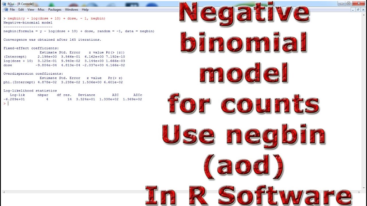 Negative binomial model for counts Use negbin (aod) With (In) R ...