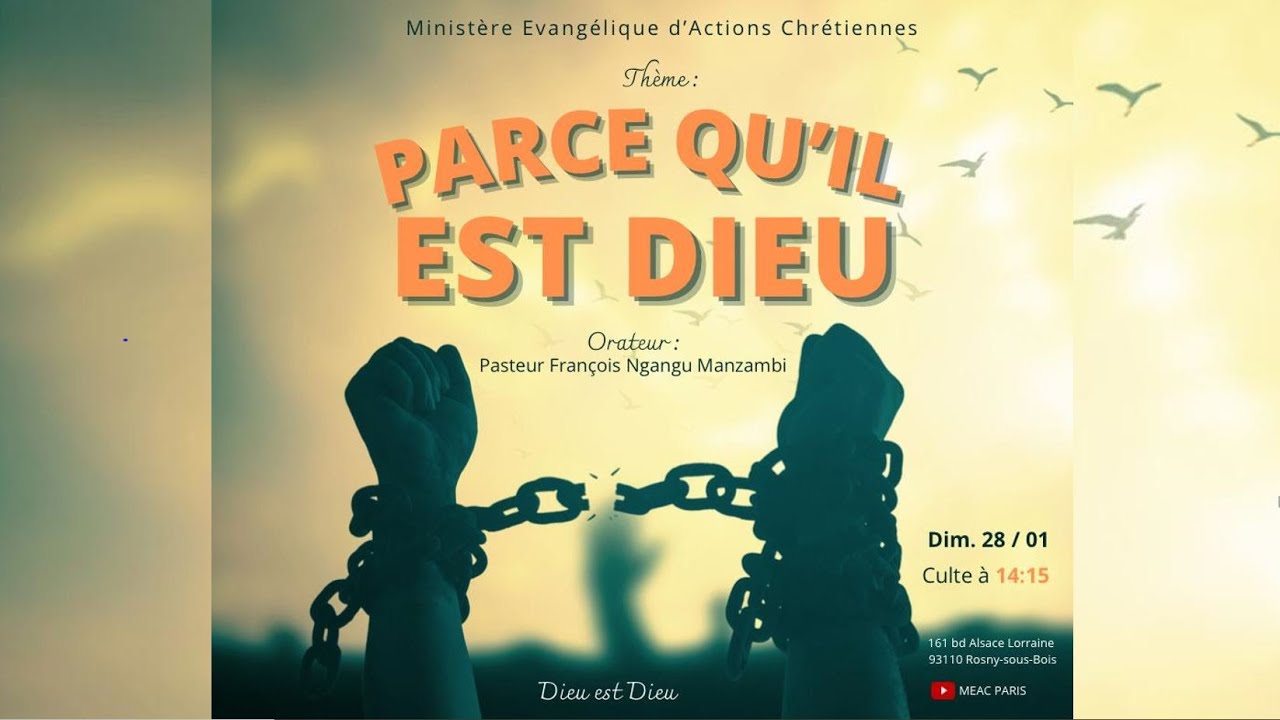 Message du jour : PARCE QU'IL EST DIEU - Pasteur François MANZAMBI ...