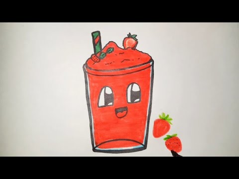 How to draw a Strawberry Slushy Drink 🍓🍹 | easy drawing step by step ...