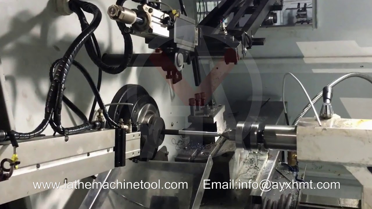 CNC lathe for shaft with auto feeder - YouTube