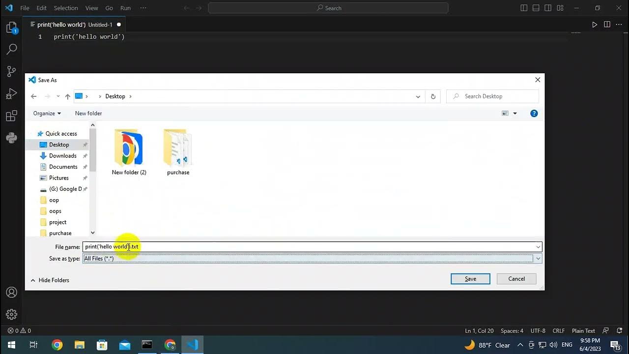 Python Hello World Program Youtube