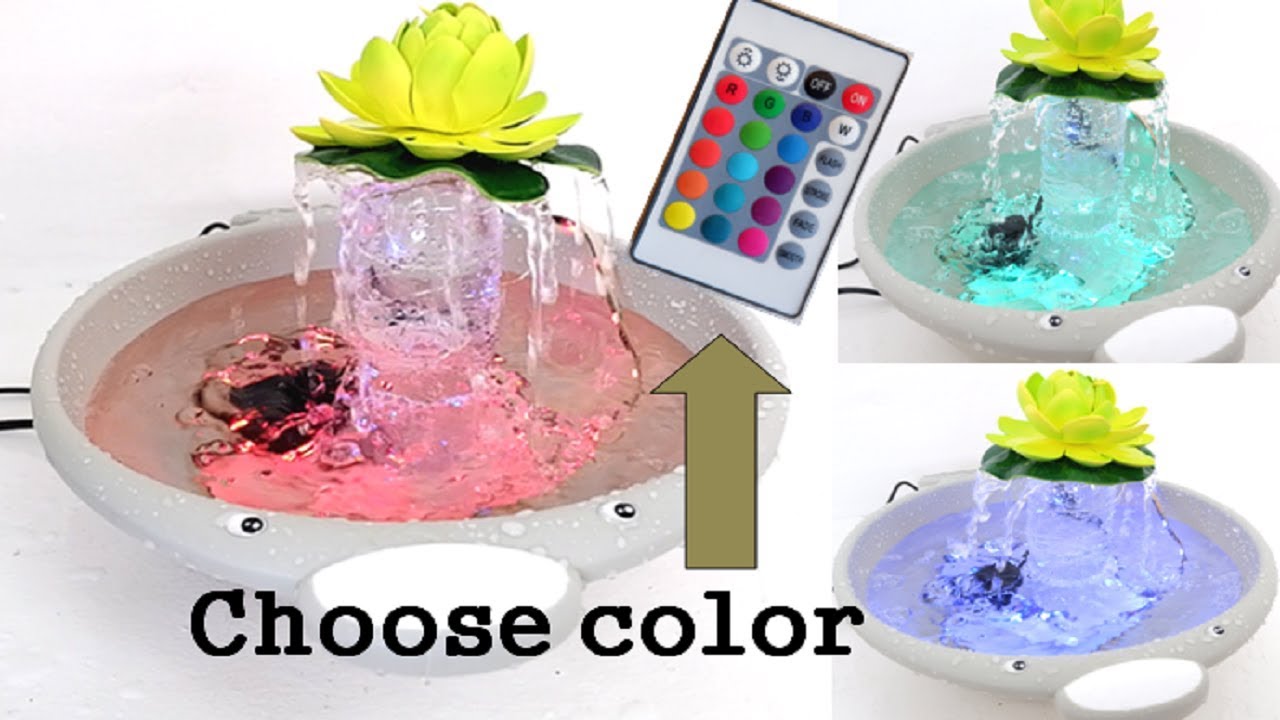 DIY Plastic Bottle Tabletop Water Fountain with Multi-Color LED (Lotus ...