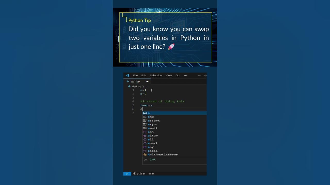 Swap Two Variables In Python In Just One Line Coding Python