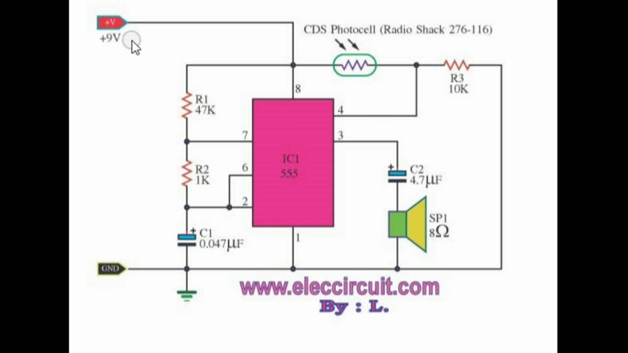 light Daylight detector alarm based on 555 timer - YouTube
