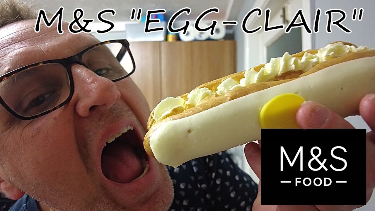 M&S | Egg Clair | Cream Cake | Food Review - YouTube