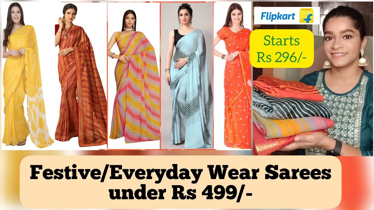 Festive/Everyday Wear Sarees Starting Rs 296/- only #flipkart #haul ...