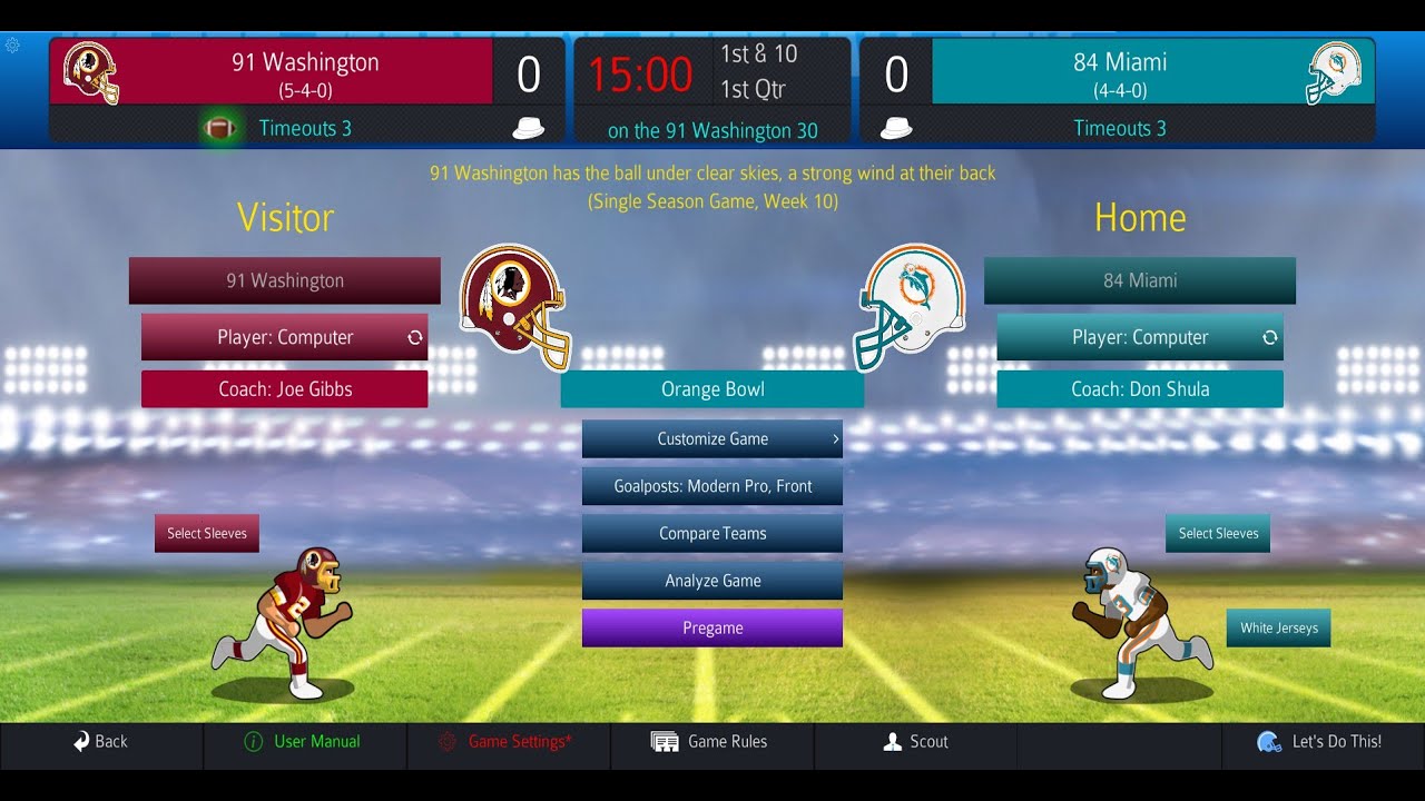 The Creator's Cup: NFL: Week 10: 91 Washington (5-4) at 84 Miami (4-4 ...