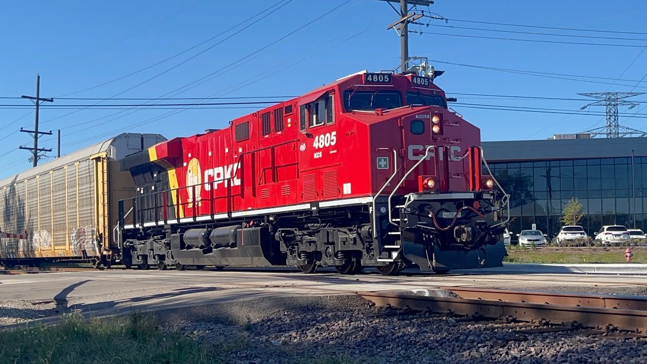Kansas City Southern 4805 (CPKC Paint Scheme) leading a train at Des ...