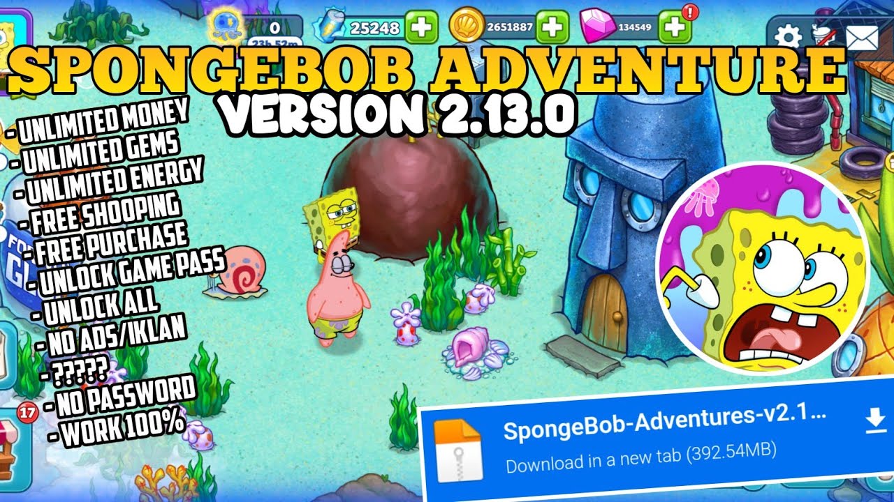 NEW UPDATE!! SPONGEBOB ADVENTURE IN A JAM MOD APK V2.13.0 FREE PURCHASE ...