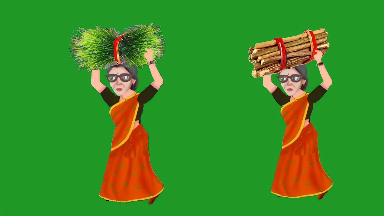 Amma cartoon character green screen/chara le ke chalti amma green ...