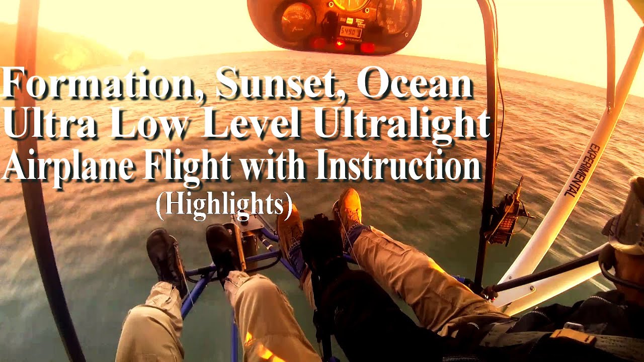 Formation sunset ocean low level ultralight flight/instruction/training ...