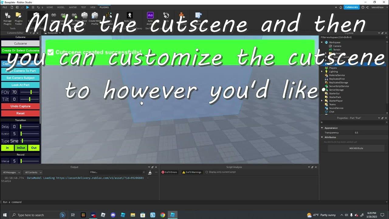 How to make a cutscene play by touching a part(NO SCRIPTING!!!) - Outdated - YouTube