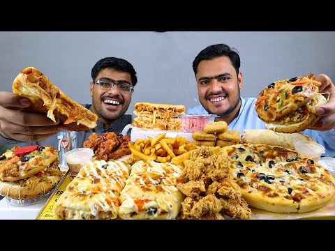 Eating Charizoo, Malai boti Pizza, Pizza Burger, Sandwich | Mukbang