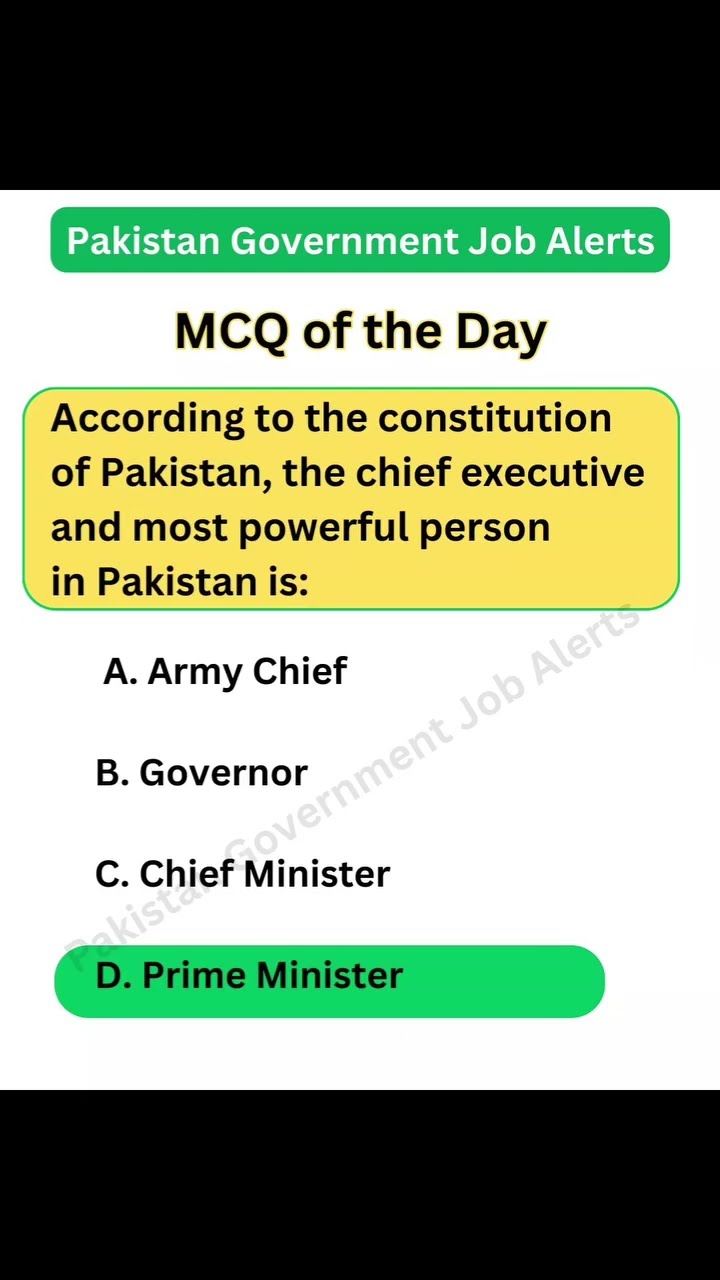 MCQ of the Day..DM us for all Government Job One Paper MCQ based exam ...