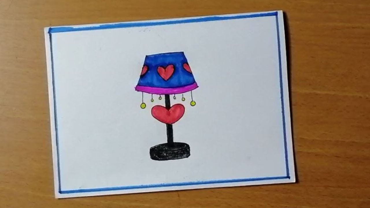 How to draw Table Lamp/Beautiful Table Lamp - YouTube