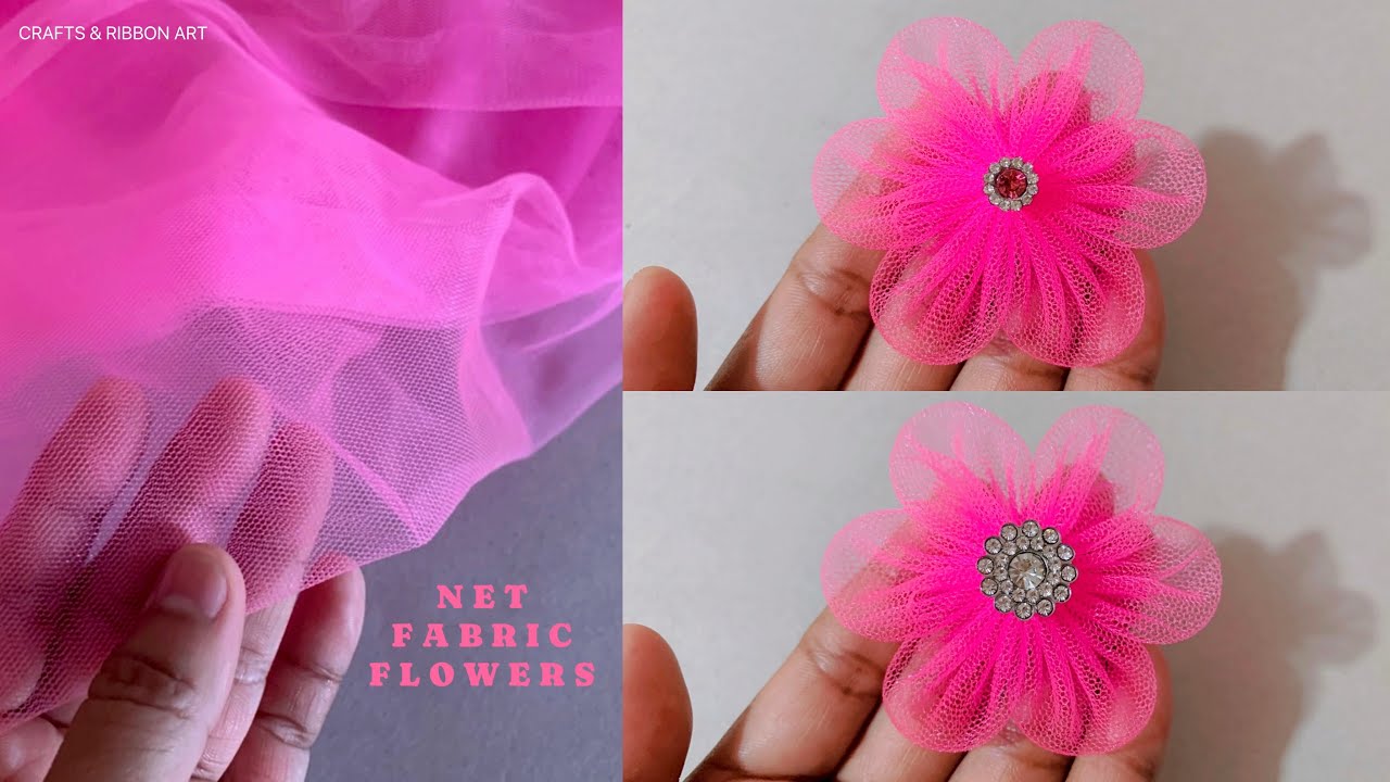 How to make net fabric flower | Flower with net cloth | Diy beautiful ...