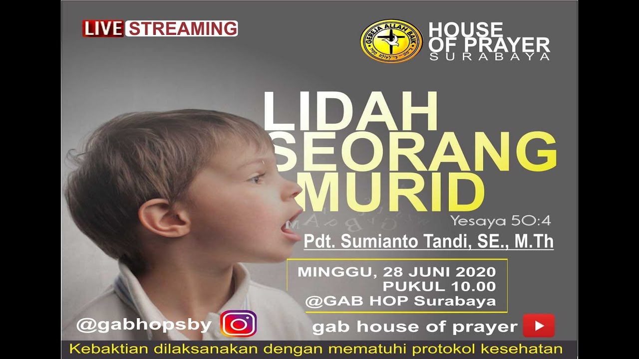 IBADAH RAYA ONLINE 28.06 2020 I Lidah Murid I Pdt. Sumianto Tandi - YouTube