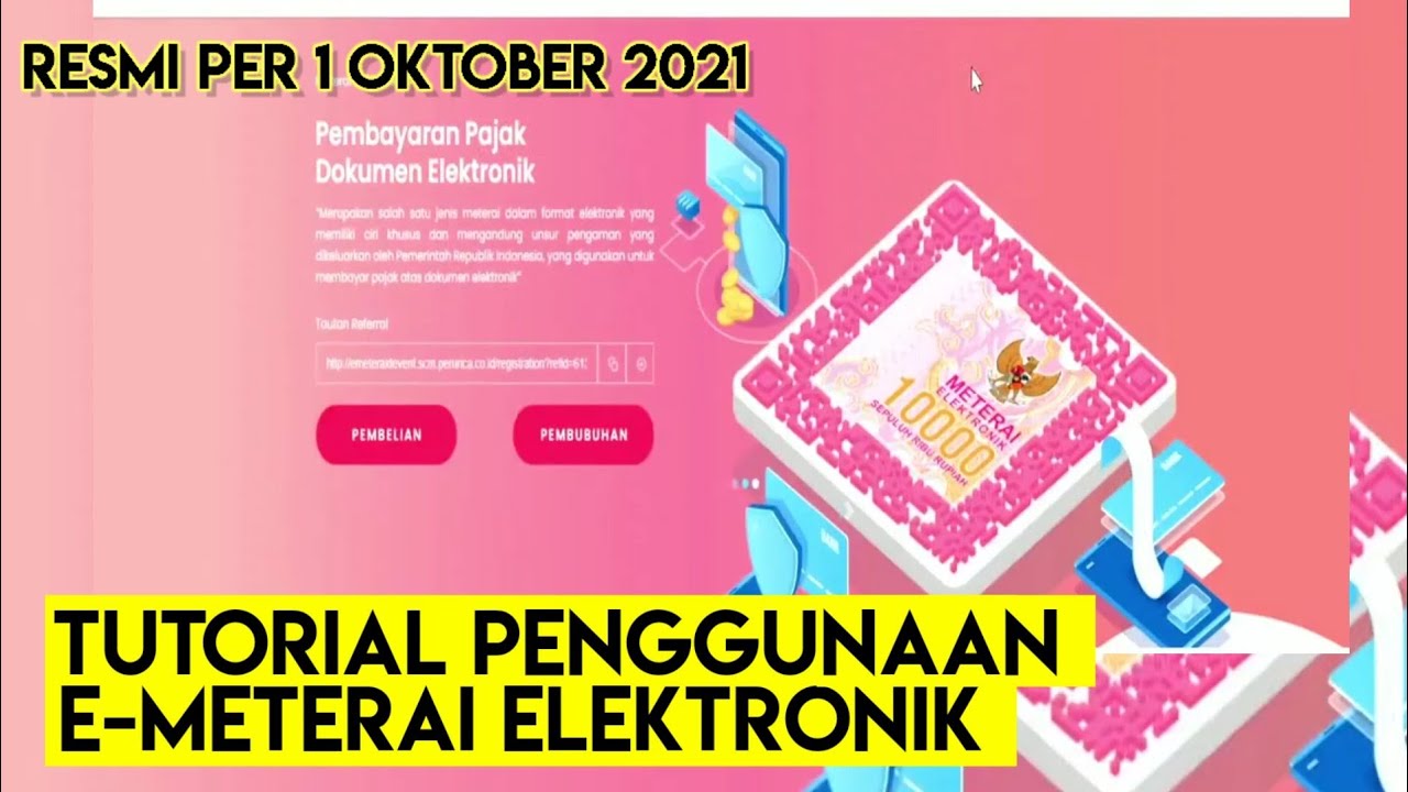 Cara daftar e-meterai elektronik dan cara menggunakan e meterai - YouTube