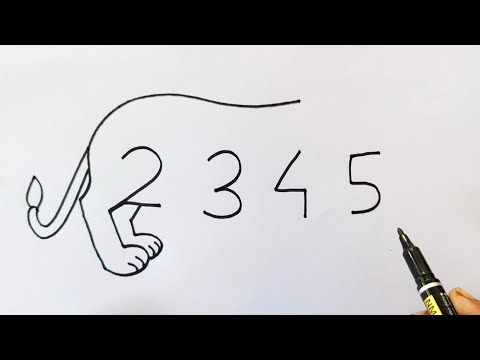 Lion Drawing with 2345 Number | Lion Drawing Step By Step | Lion Drawing Easy 🦁
