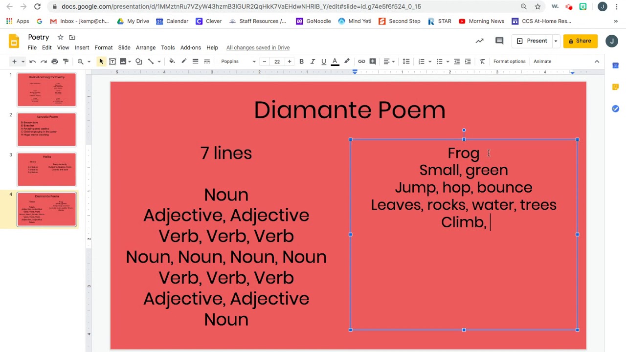 Line Diamante Poem