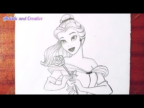 How to draw princess Belle step by step || very easy drawing - YouTube