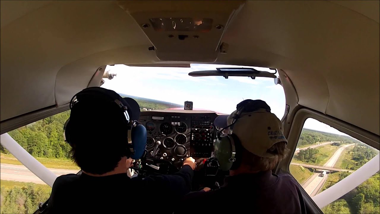 Take off 1964 Cessna 172 - 18 MPH crosswind Gusts. - YouTube