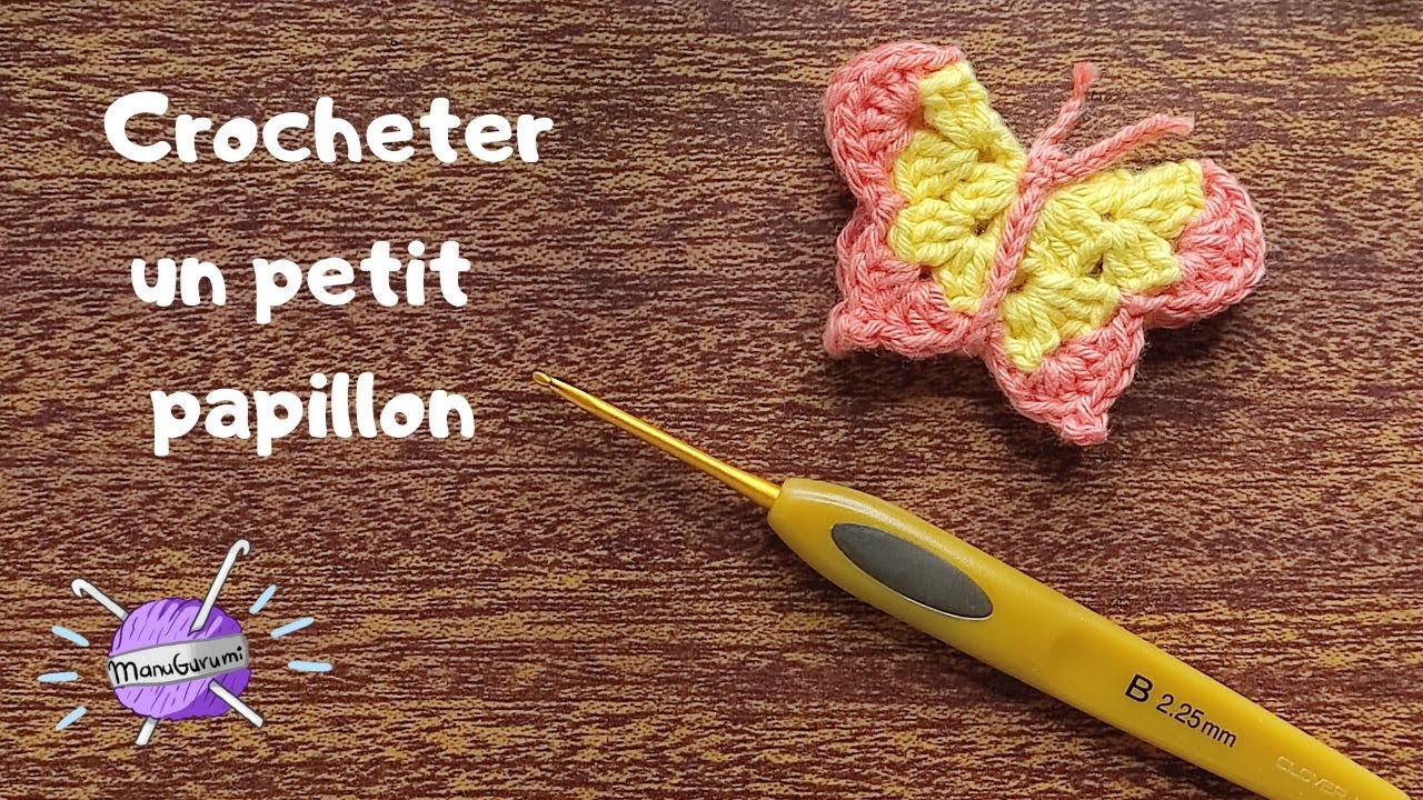#11 CROCHET Débutant FR : tutoriel un papillon simple et rapide - YouTube