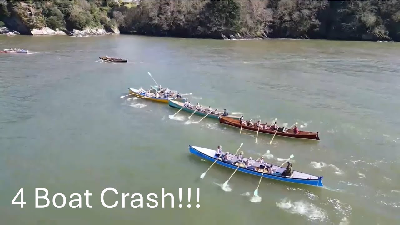 4 Boat Crash!!! | Dartmouth Gig Regatta | DJI Mini 3 Pro - YouTube