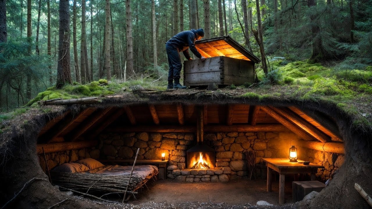 Building a hidden survival bunker beneath Beehive #10 extreme bushcraft ...