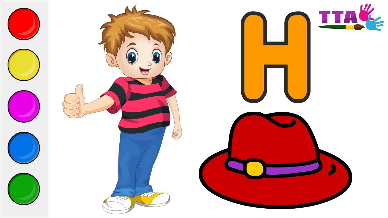 Learn Alphabet H for Hat coloring and drawing Learn Colors for kids ...