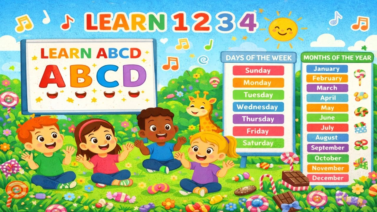 ABCD Song + 123 Counting + Days of Week & Months | Learning Videos for ...