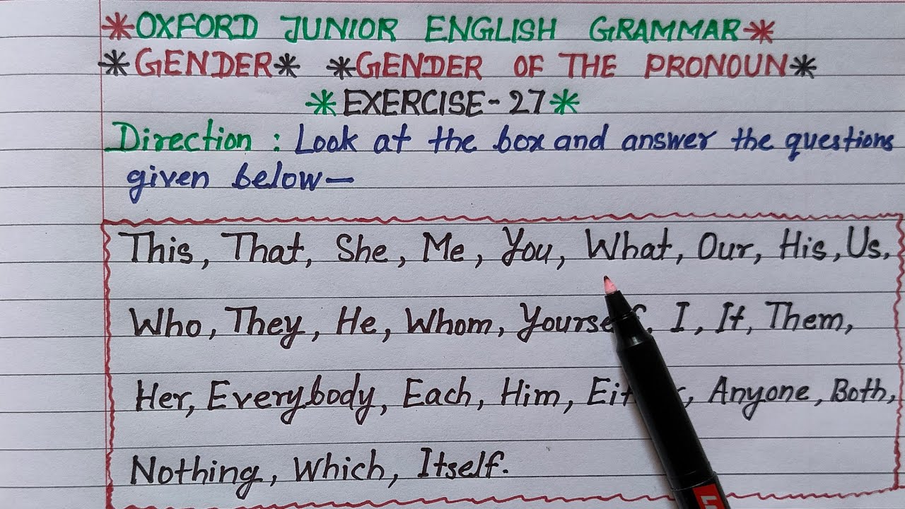 oxford junior english grammar exercise 27 | gender in english grammar ...